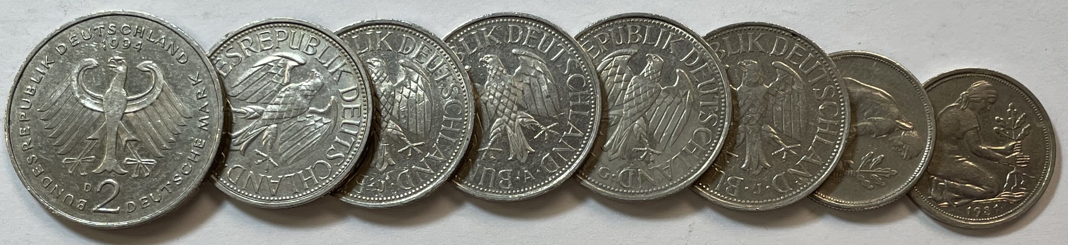 Lot of (8) German Coins Totaling 8 Marks | Property Room