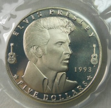 1993 Elvis Presley $5 Commemorative Coin - Minted in the Marshall ...