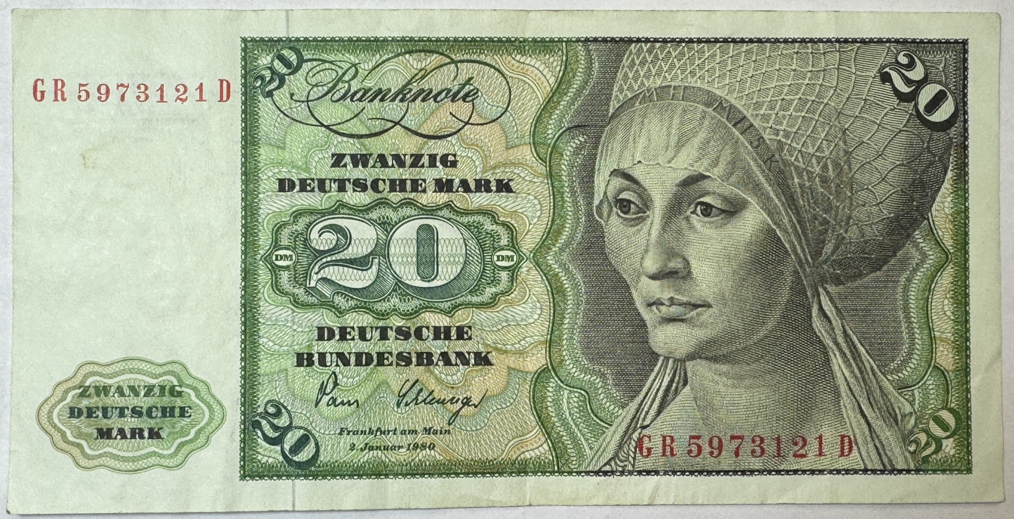 1980 Federal Republic of Germany 20 Deutsche Mark Elsbeth Tucher ...