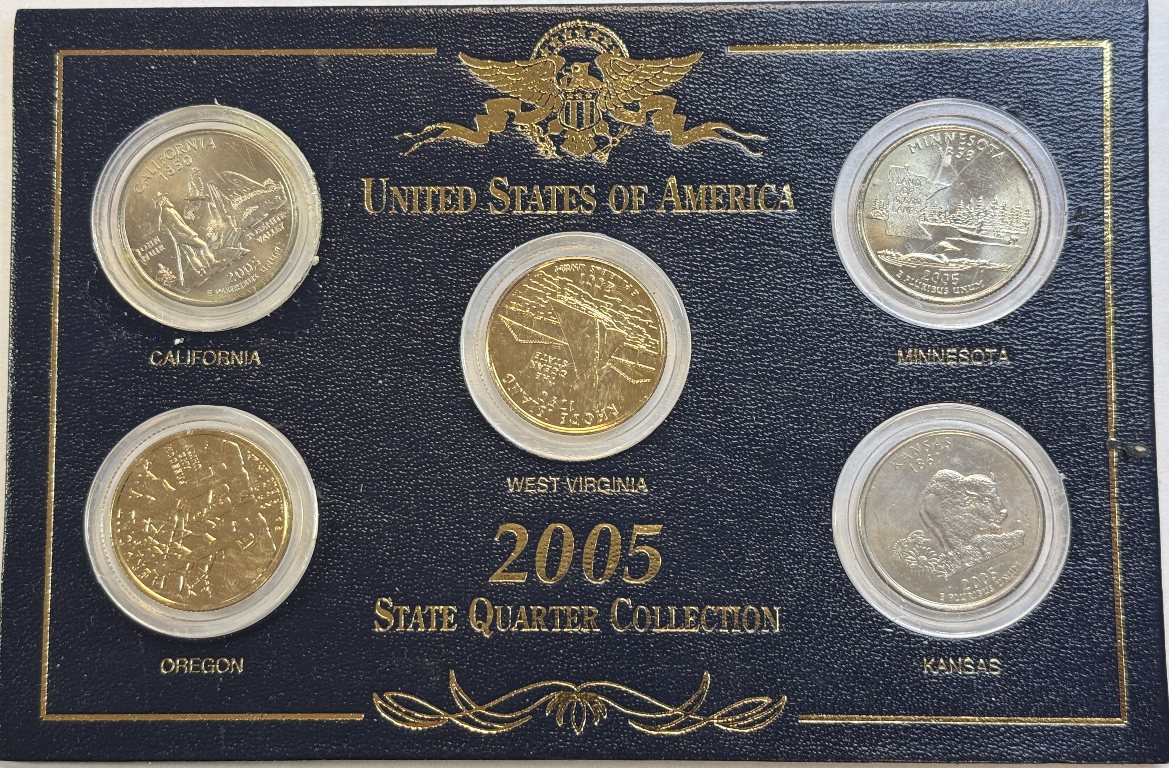 Gold Edition 2005 State Quarter Collection Regular Issues and Gold ...
