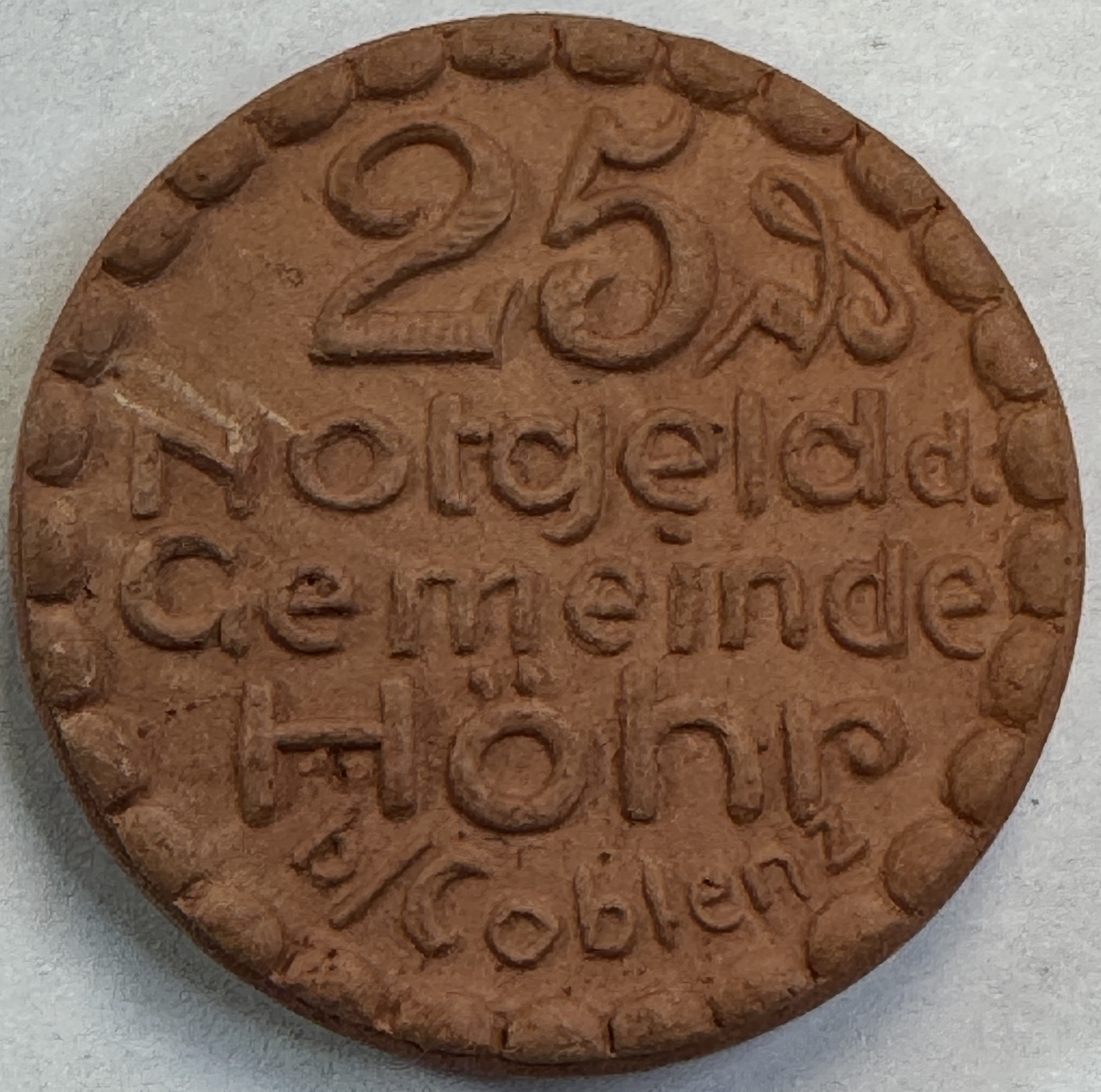 Rare 1921 German States 25 Pfennig Porcelain Notgeld | Property Room