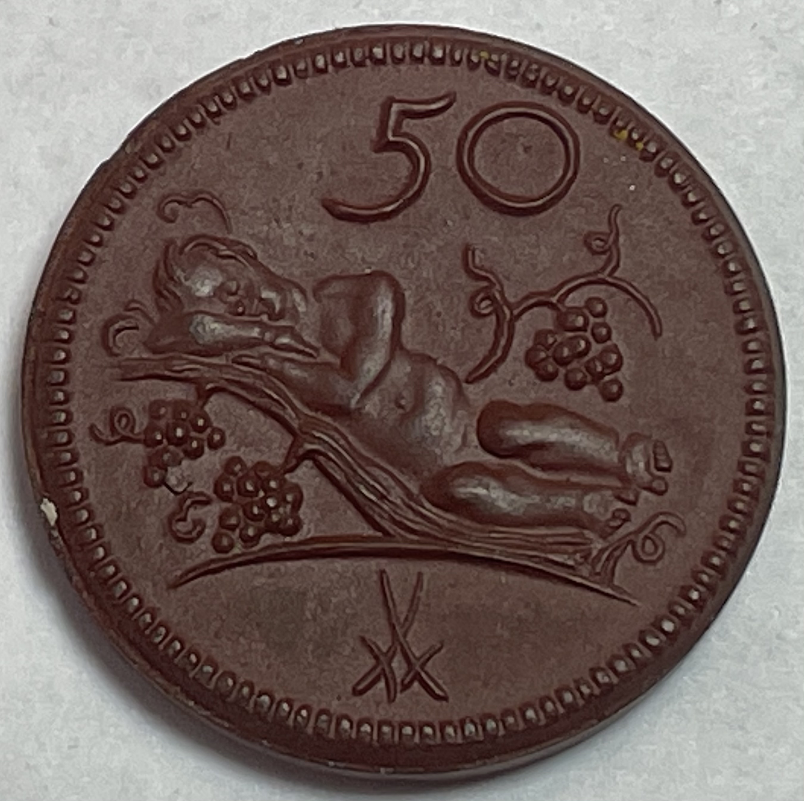 1920's Germany Munsterberg 50 Pfennig Porcelain Notgeld | Property Room