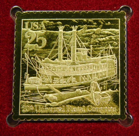 22K Gold Proof Replica Stamp - Classic Mail Transportation - Steamboat ...