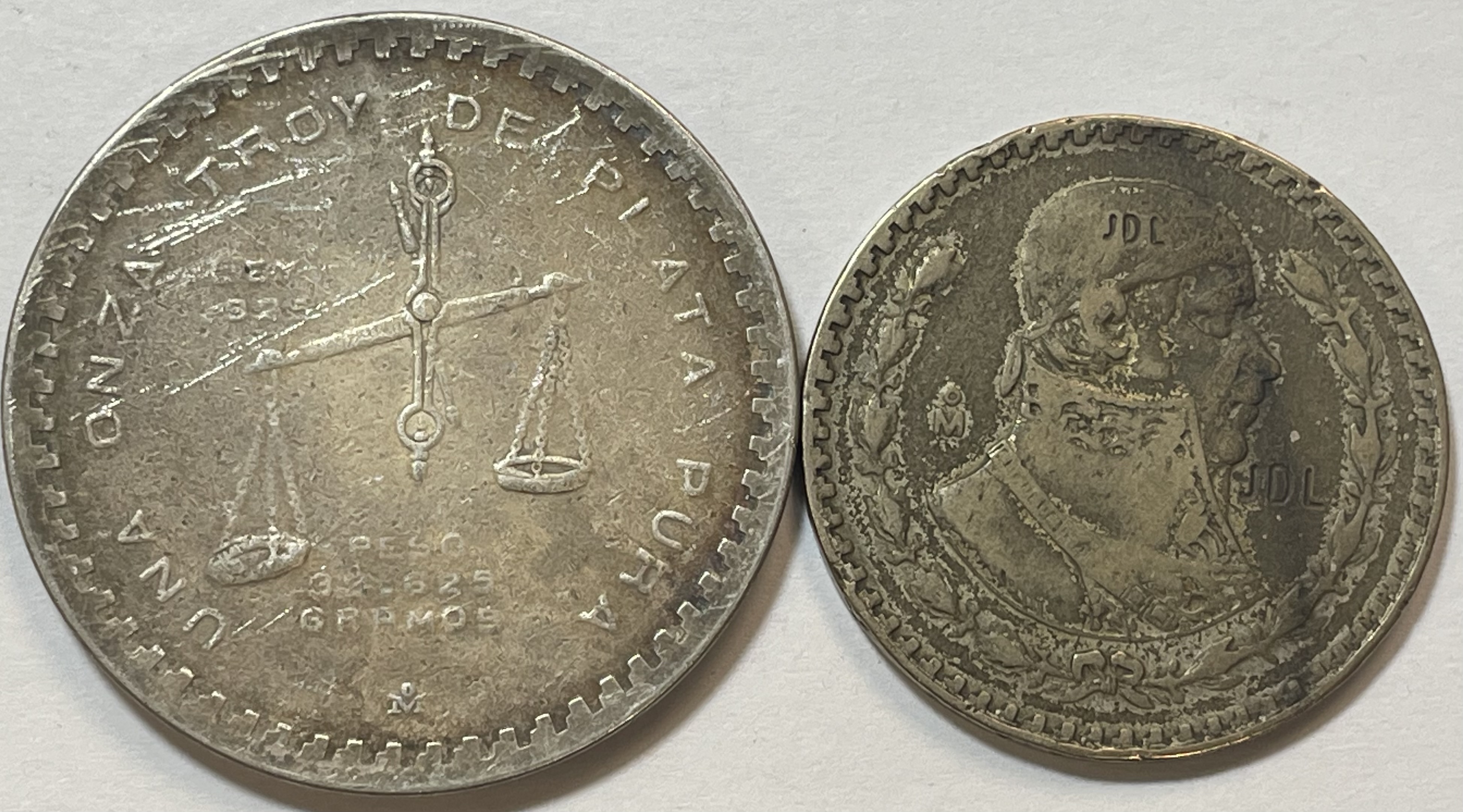 Lot of (2) Vintage Mexican Silver Coins - Over 1 Troy Ounce of Pure ...