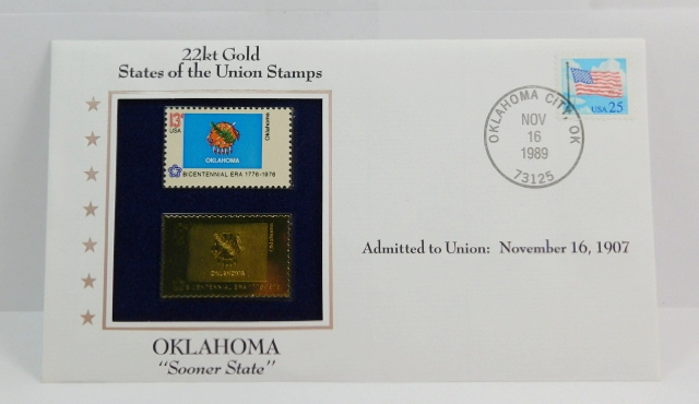 22K Gold Replica of the 1976 United States Flag Stamps - Oklahoma ...
