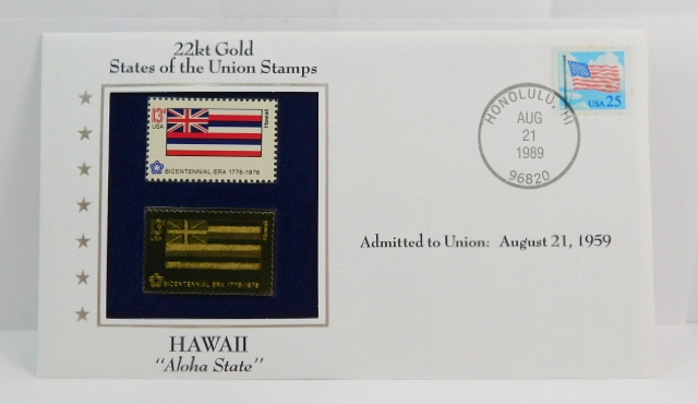 22K Gold Replica of the 1976 United States Flag Stamps - Hawaii - Aloha ...