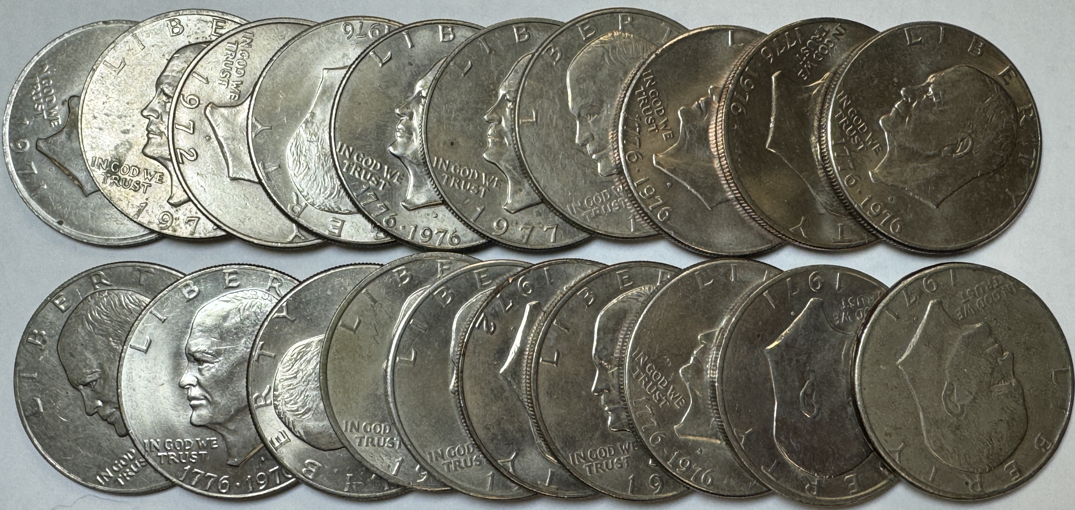 Lot of (20) 1970's Eisenhower "Ike" Dollars Including 1976 U.S ...