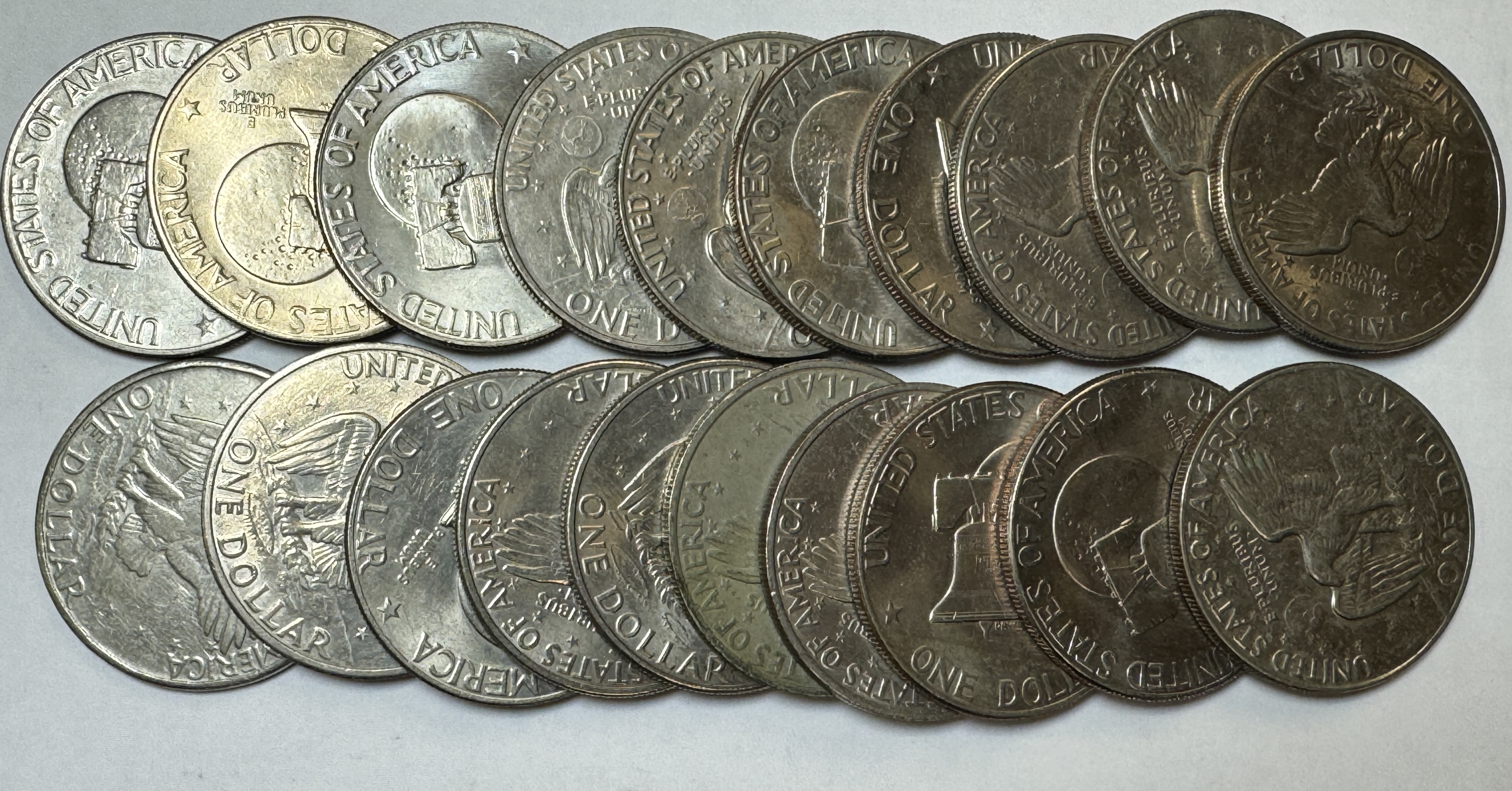 Lot of (20) 1970's Eisenhower "Ike" Dollars Including 1976 U.S ...