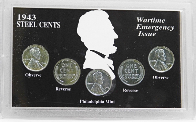 Wartime Coin Collection - Five (5) 1943 Wartime Emergency Steel Cents ...