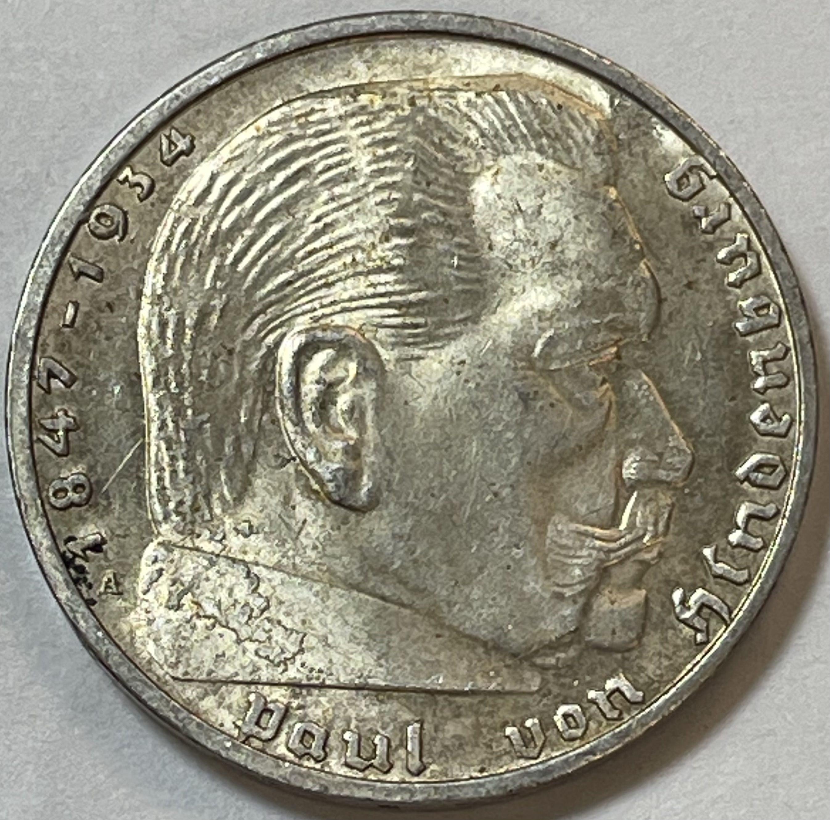 1939A Germany SILVER 2 Reichsmark von Hindenburg Commemorative - HIGH ...