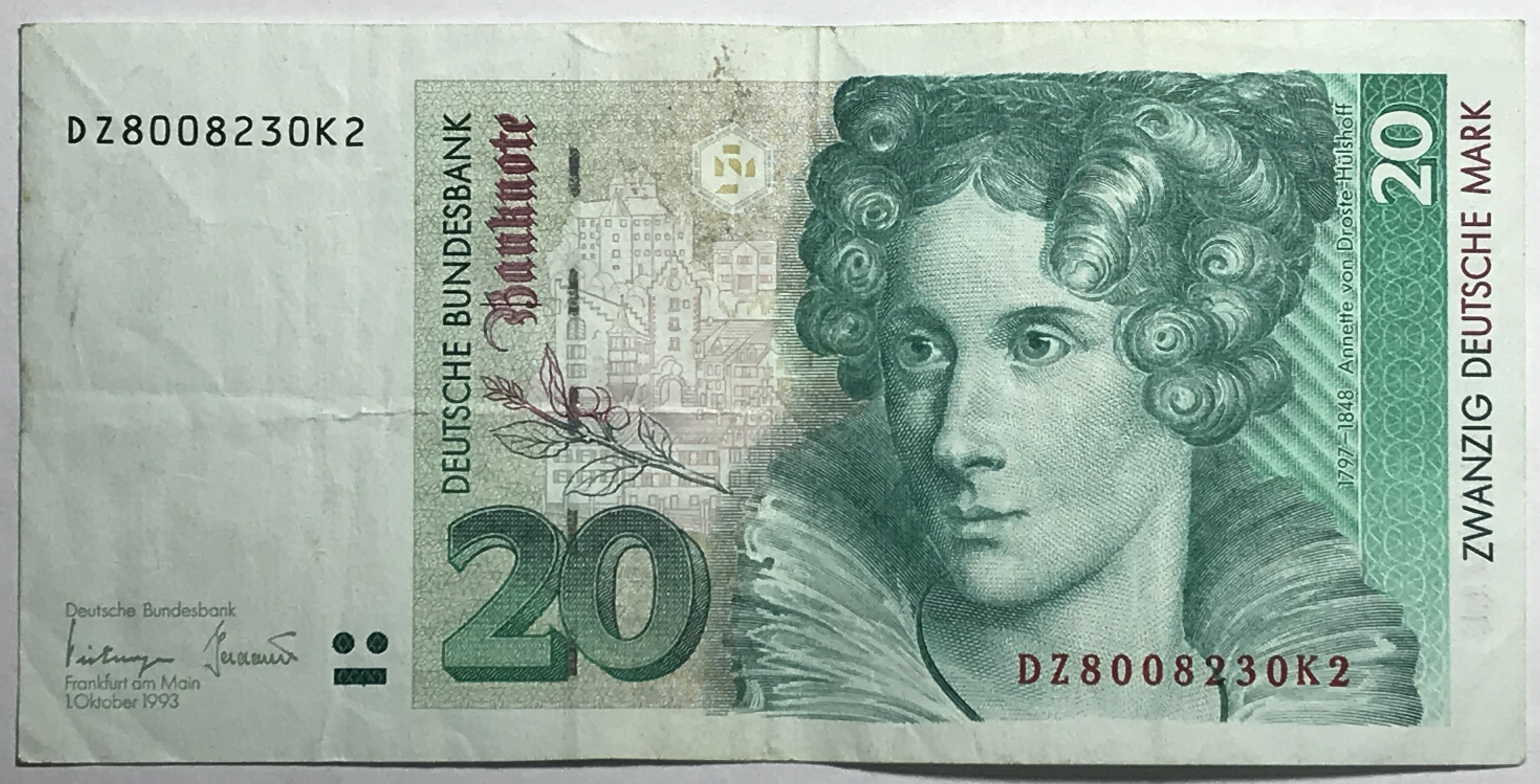 1993 Germany 20 Deutchse Mark Bundesbank Banknote | Property Room