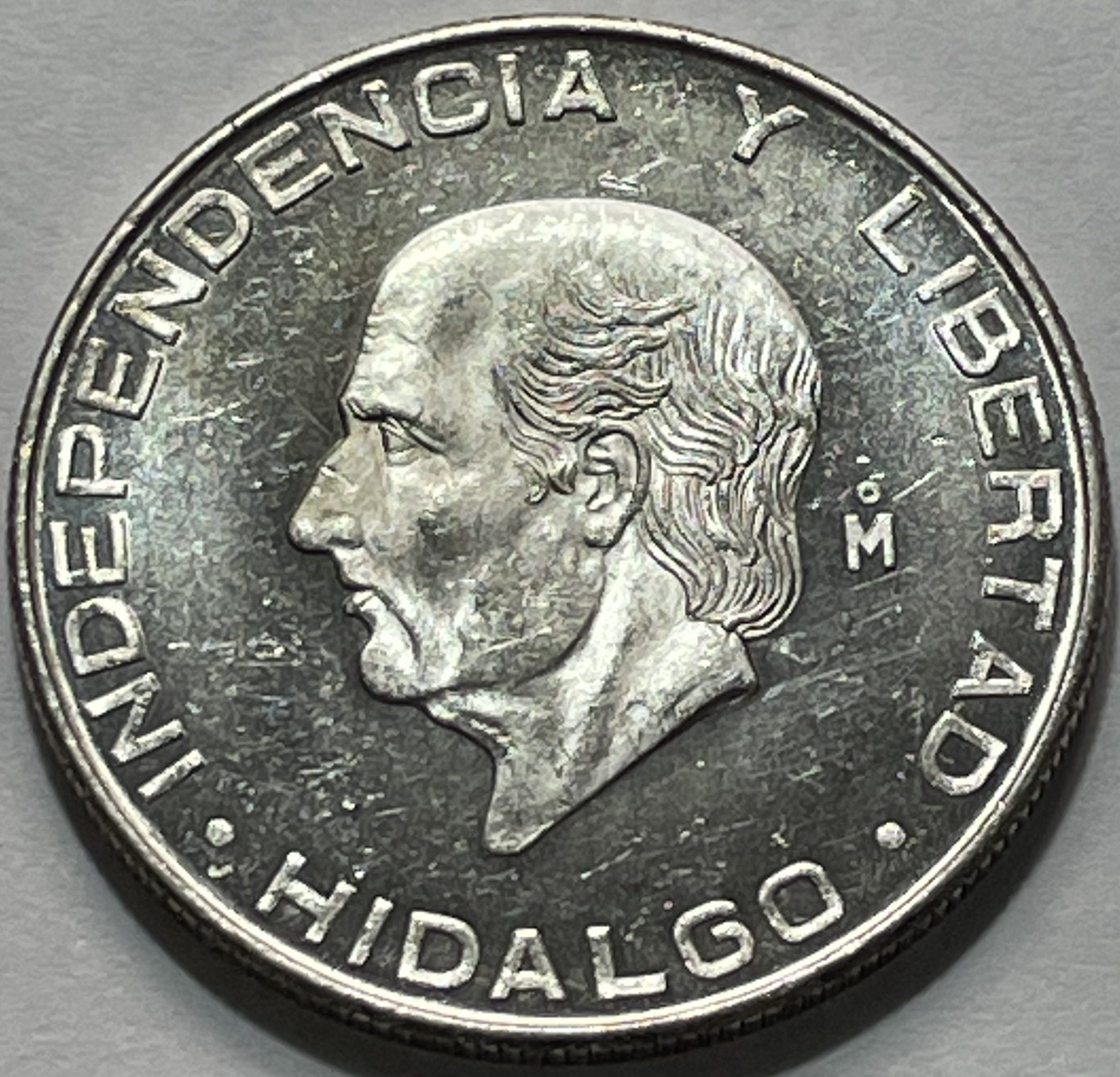1955 Mexico Silver 5 Pesos HIGH GRADE Hidalgo Commemorative Silver Coin ...