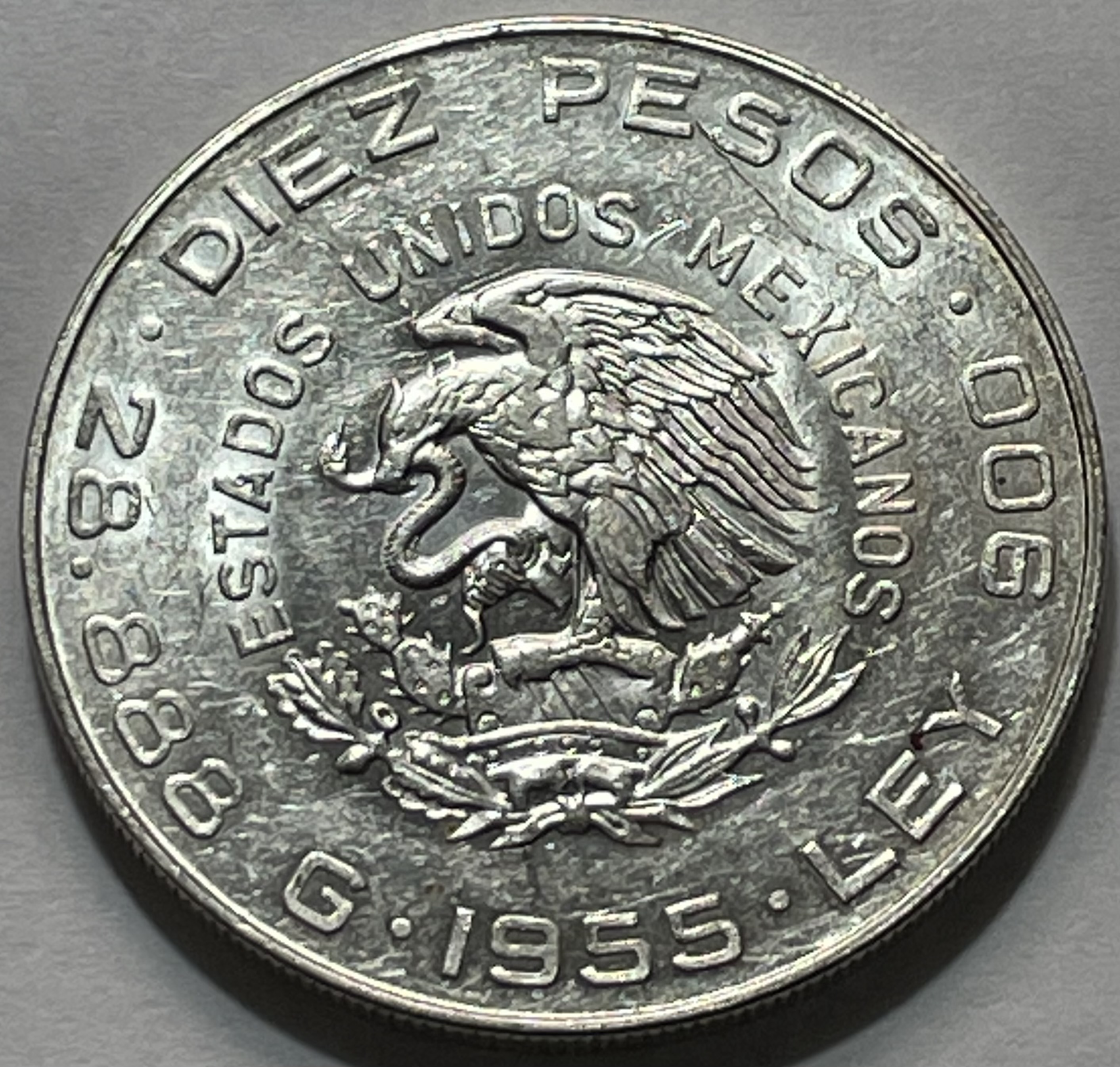 1955 Mexico Silver 10 Pesos Hidalgo Commemorative Silver Coin ...