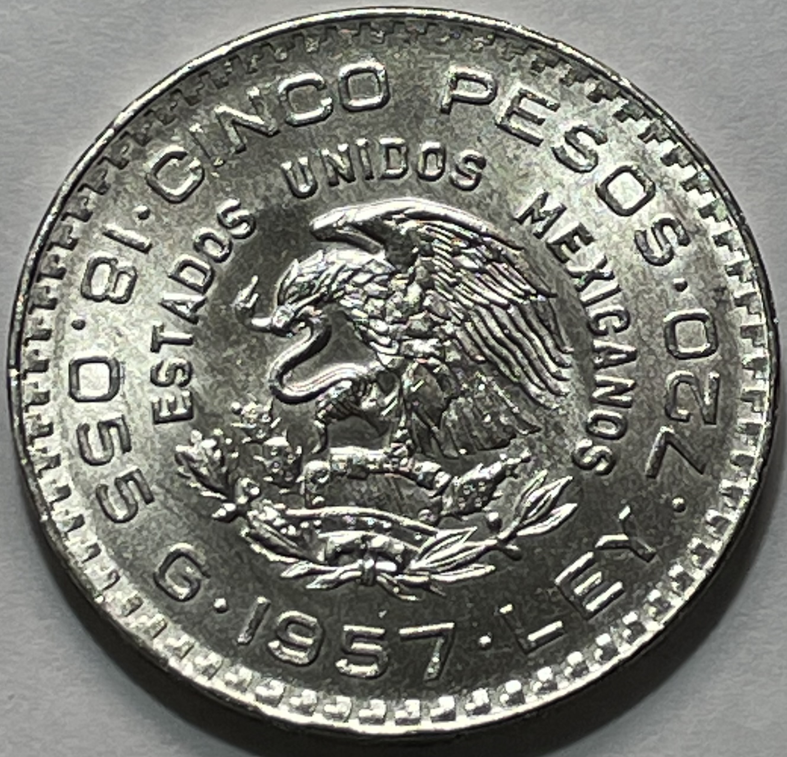 1957 Mexico Silver Peso - 100th Anniversary of Mexico's Constitution ...