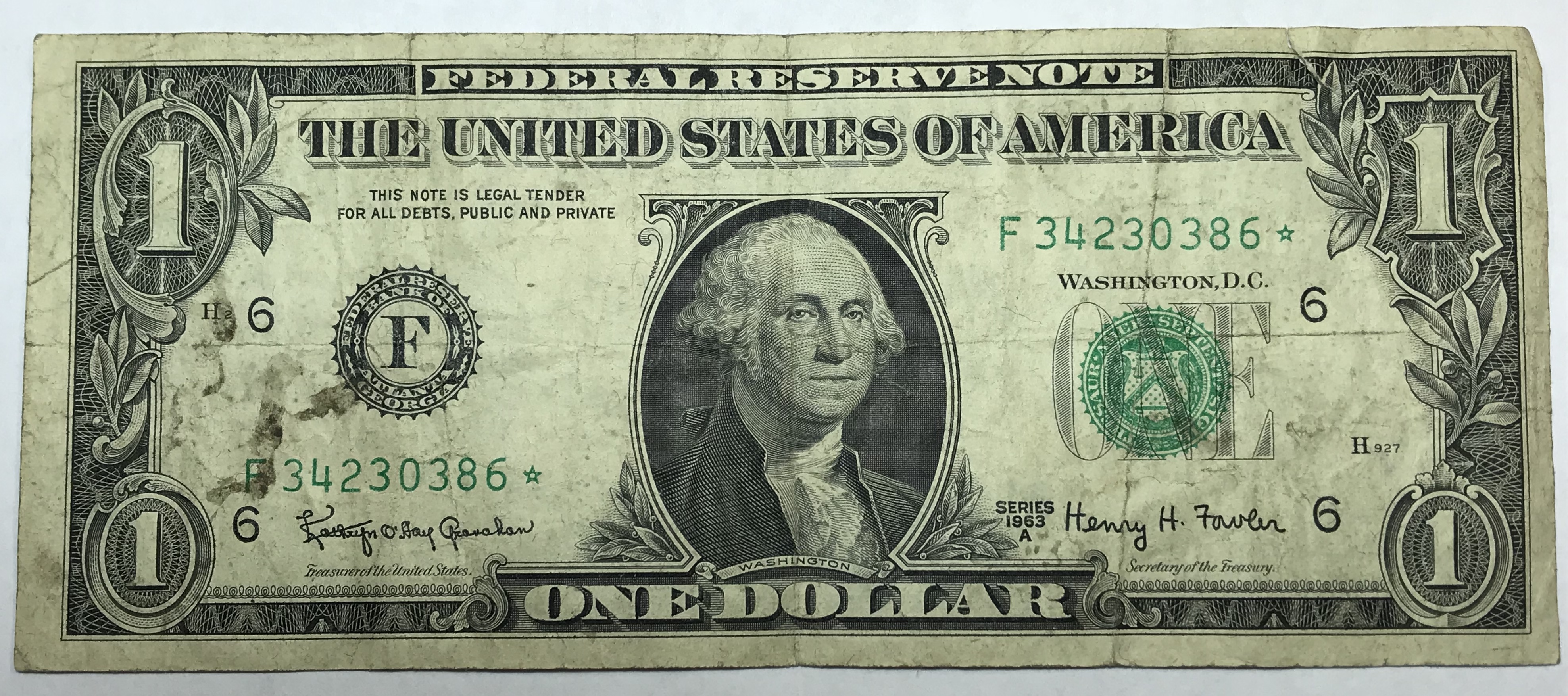 1963A $1 Star Note - Atlanta, GA Federal Reserve Note | Property Room