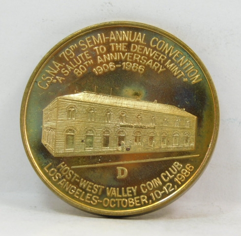 California State Numismatic Association Commemorative Medal/Coin - 1986 ...