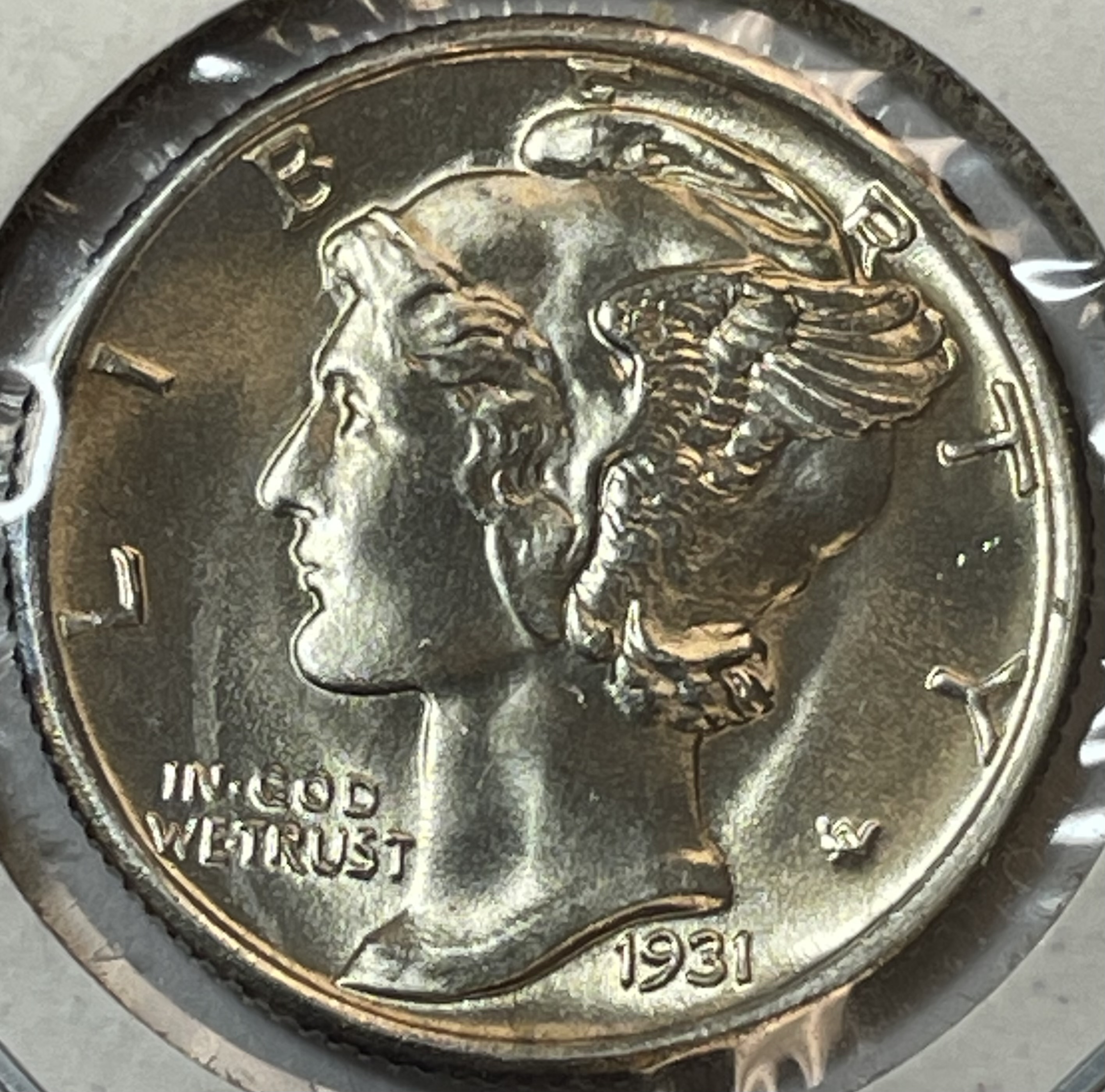 GEM BRILLIANT UNCIRCULATED Scarce Date 1931-S Mercury Silver Dime w ...