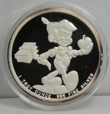 Disney's .999 Silver Proof 1 Troy Ounce Silver Round "Pinocchio ...