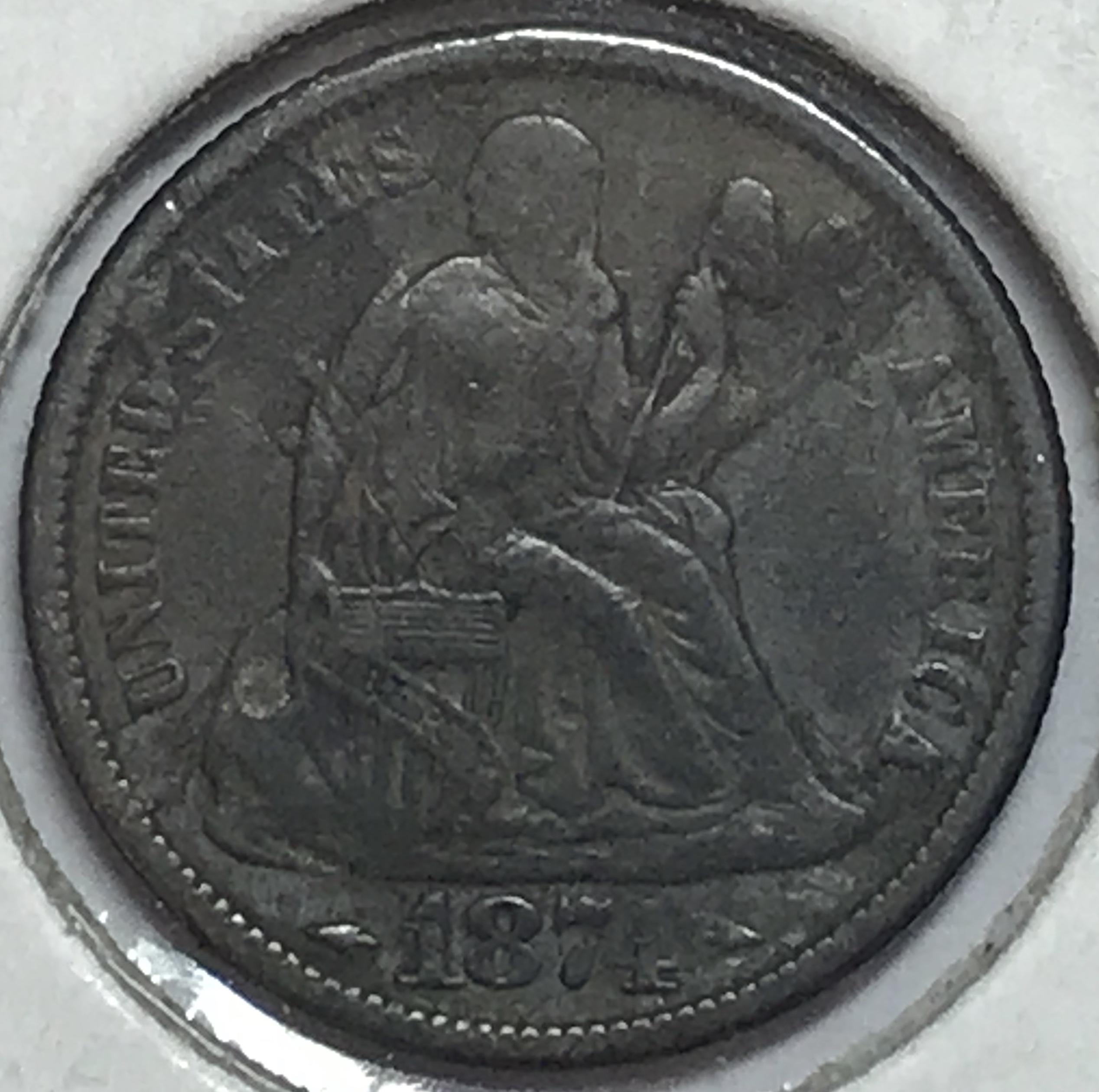 1874 w/Arrows Engraved Love Token Seated Liberty Silver Dime | Property ...