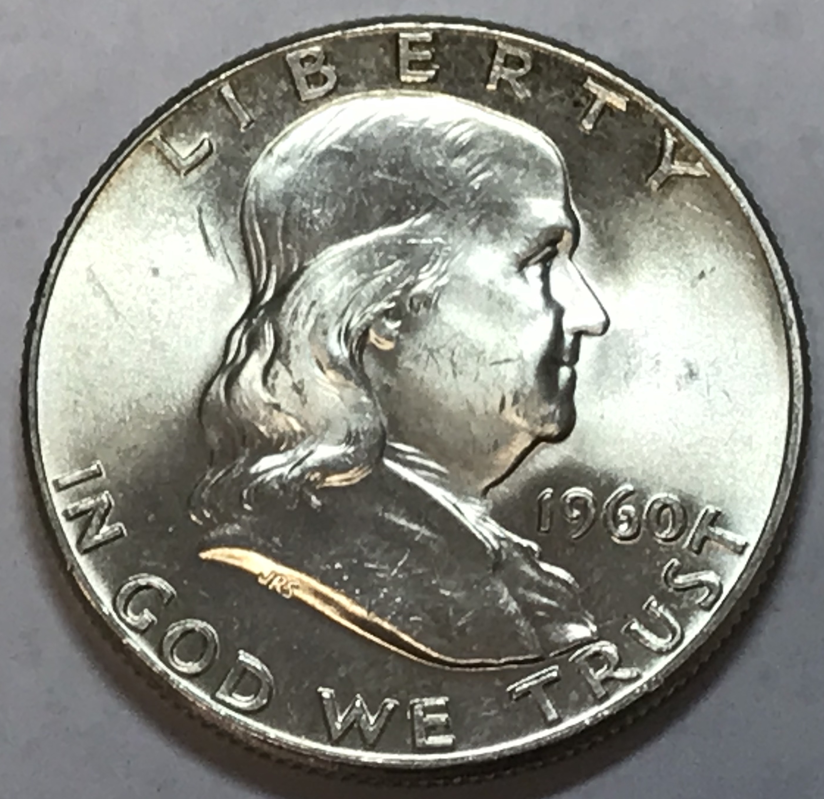 1960 Franklin Silver Half Dollar - High Grade Brilliant Uncirculated w ...