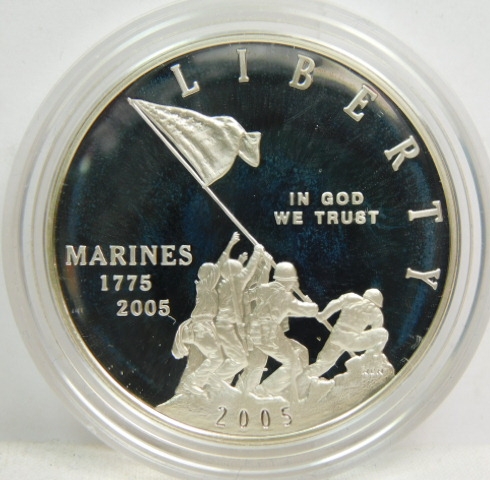 2005-P United States Marine Corps Commemorative Proof Silver Dollar ...