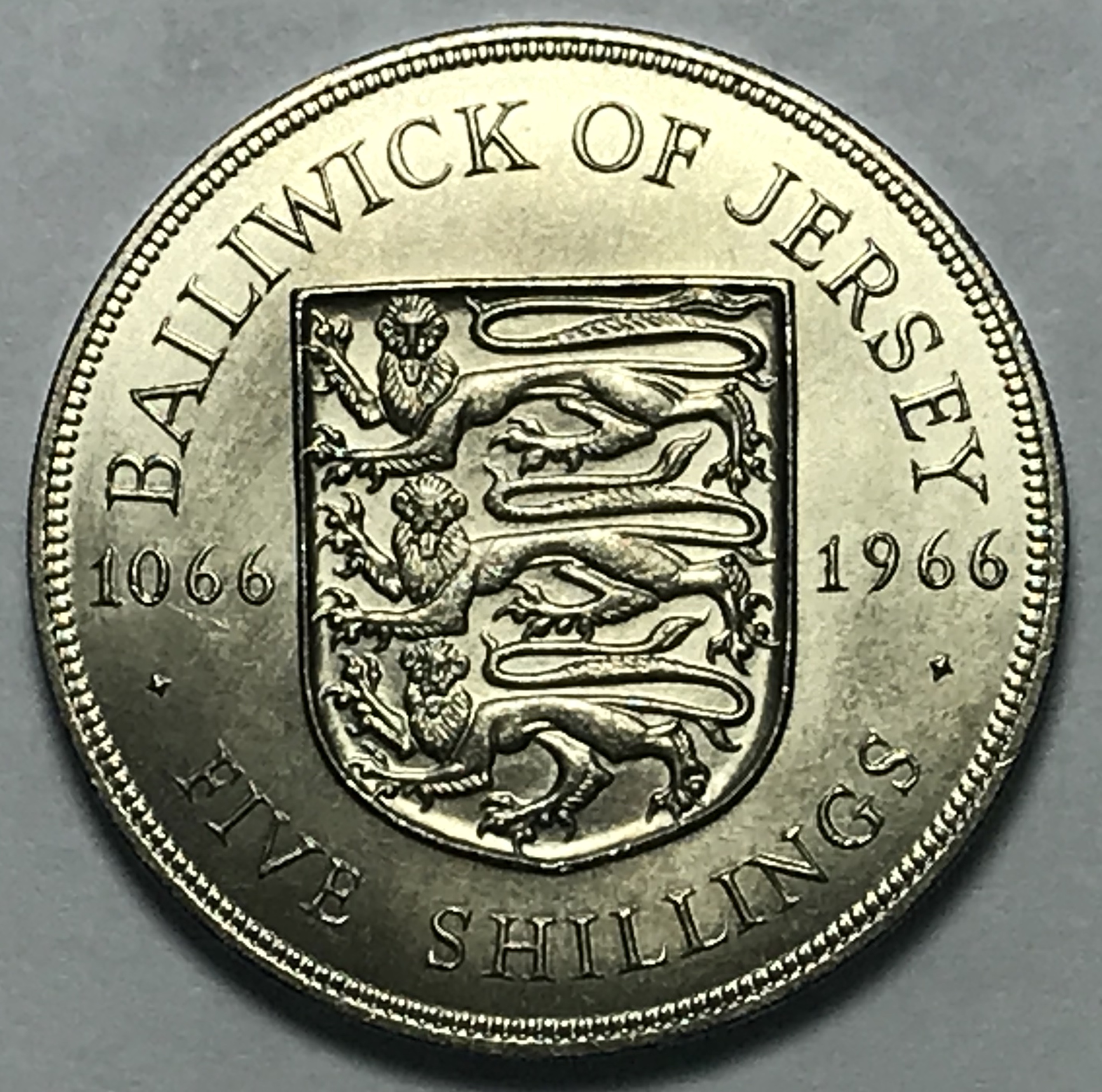 1966 Bailiwick of Jersey Five Shillings 900th Anniversary of Battle of ...