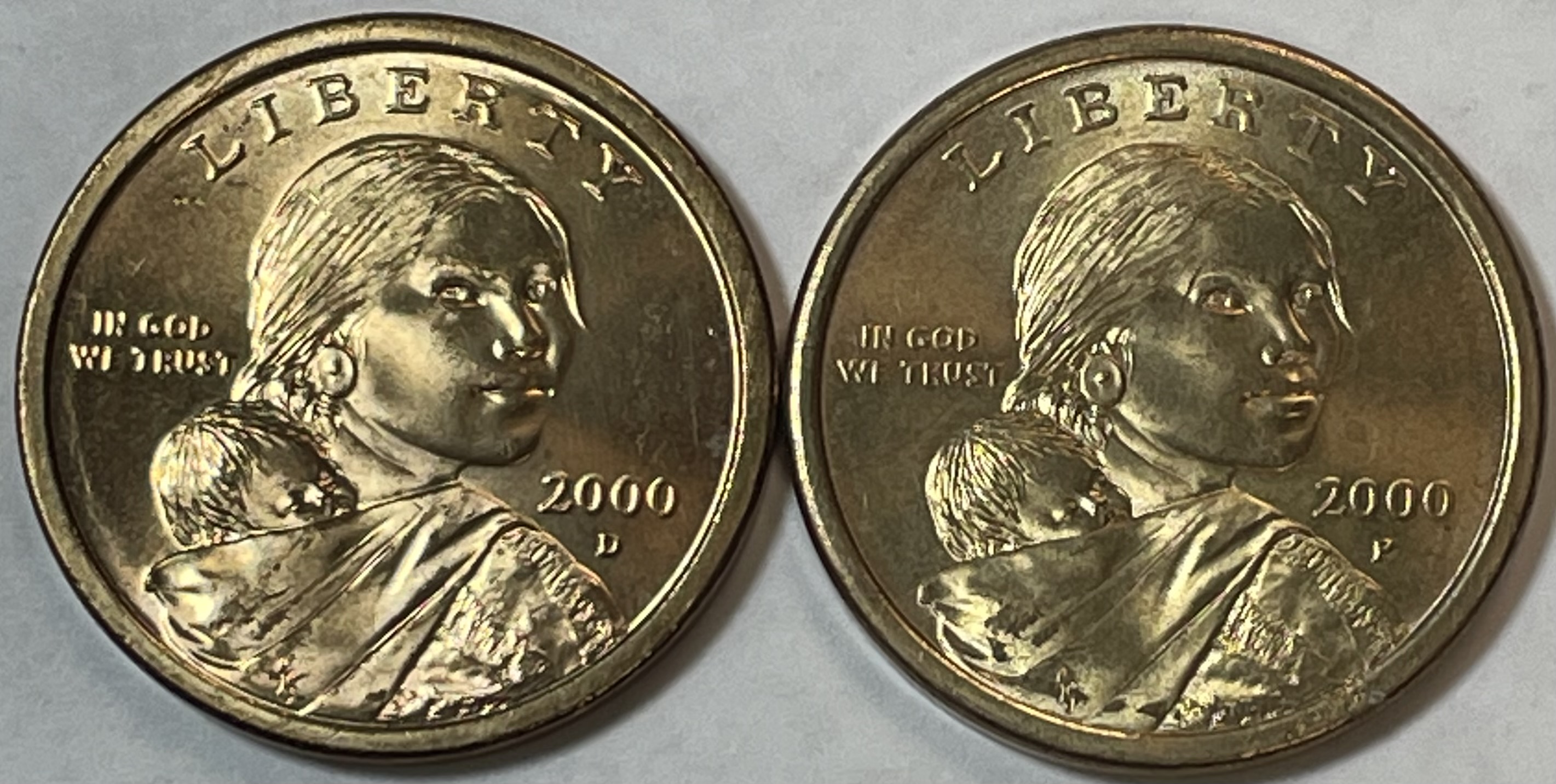 Lot of (2) First Year of Issue 2000-P & 2000-D Sacagawea Dollars - HIGH ...