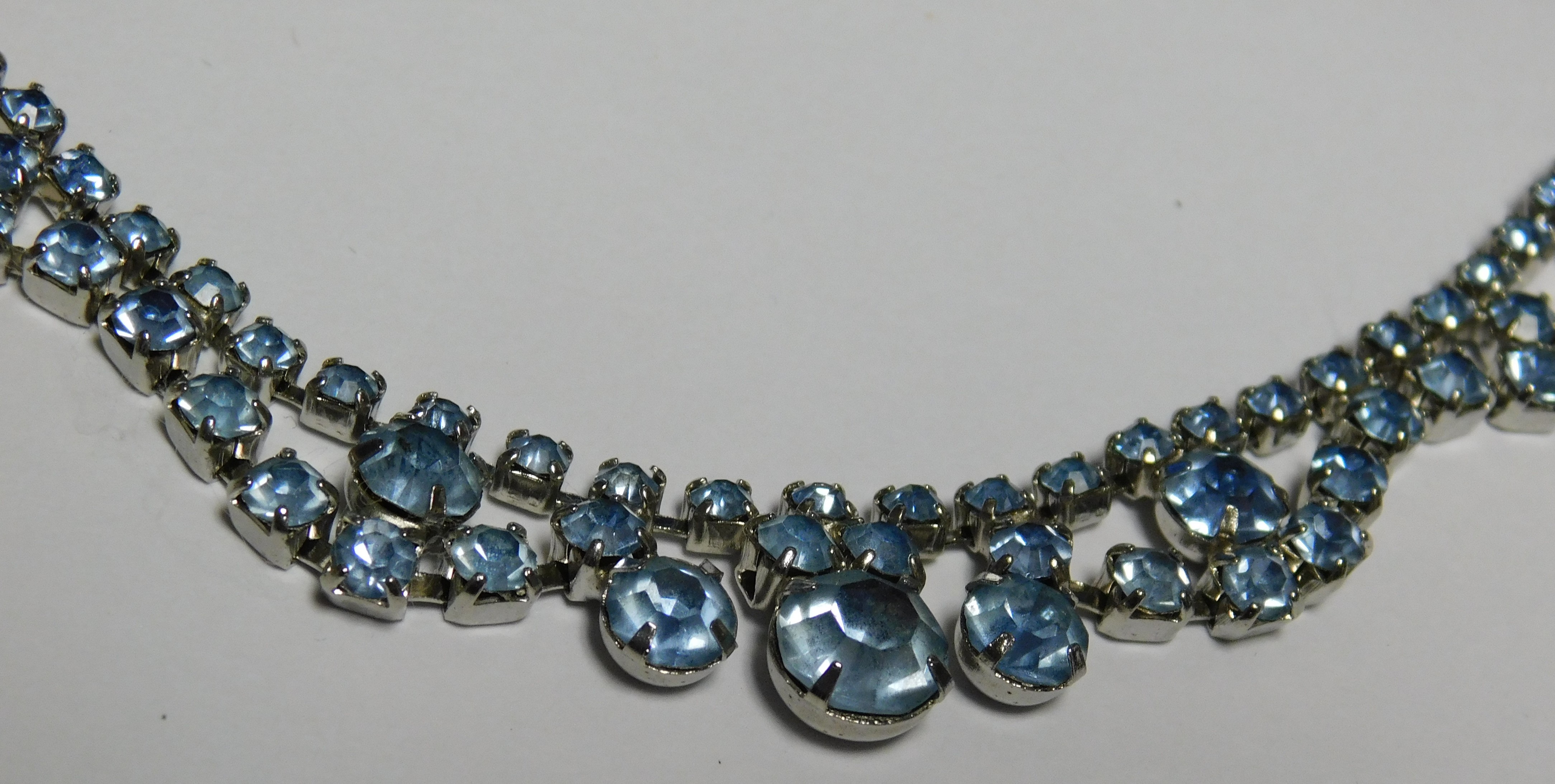 Beautiful Light Blue Crystal Necklace - 14" Long | Property Room