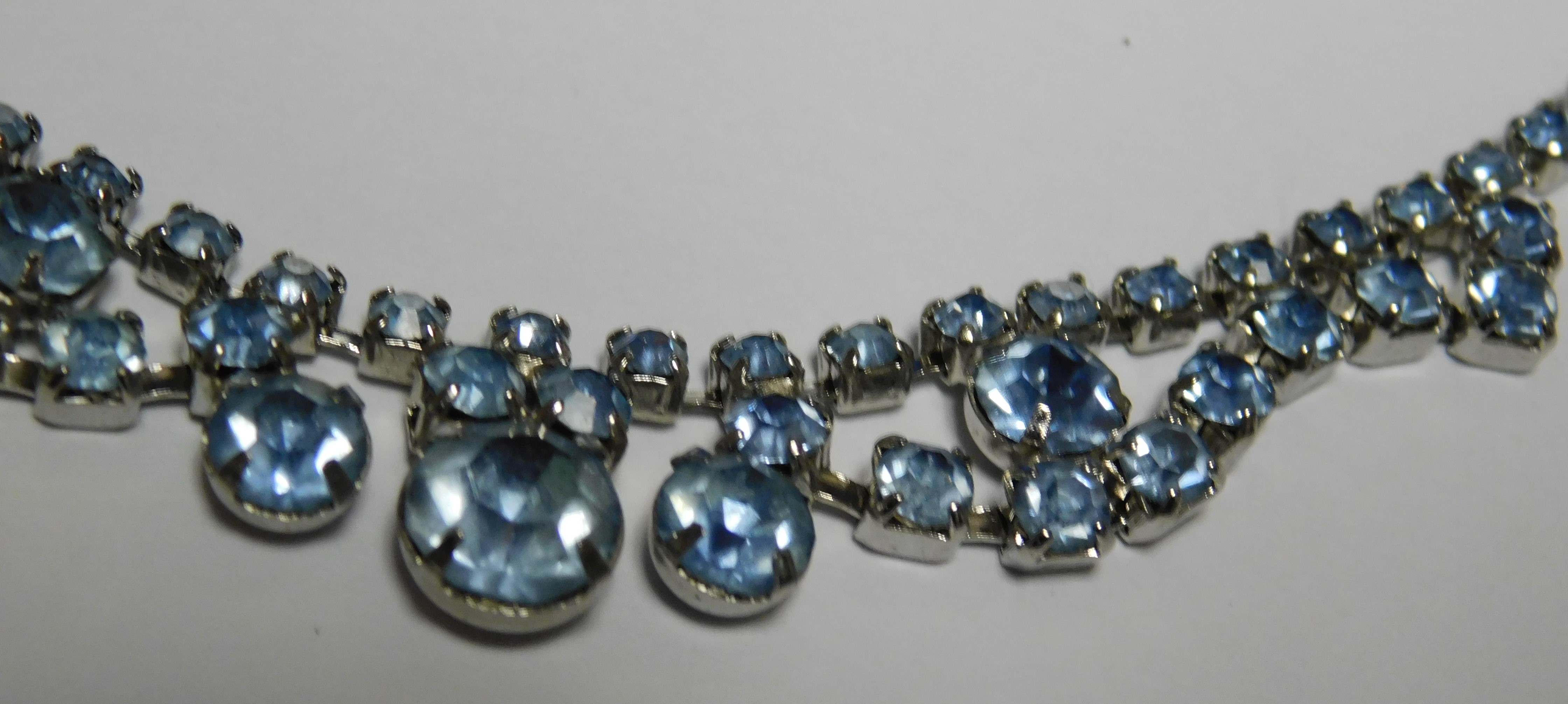 Beautiful Light Blue Crystal Necklace - 14" Long | Property Room