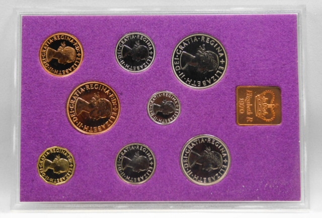1970 Coinage of Great Britain and Northern Ireland - 8 Coin Set in Display Case | Property Room