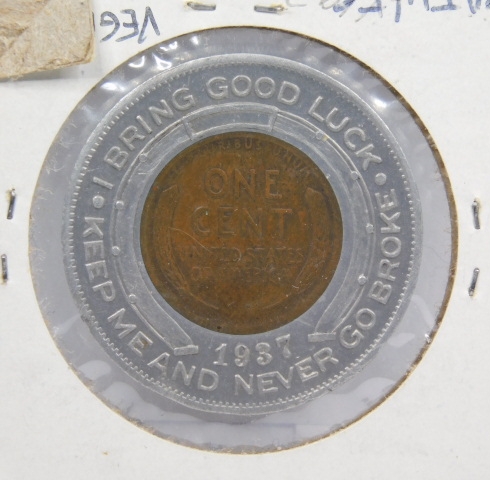 VINTAGE - Encased Cent - 1937-S Lincoln Head Wheat Cent - Encased in ...