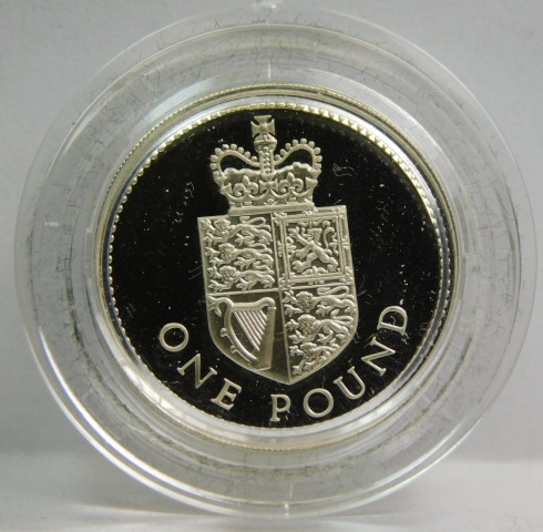 1988 .925 Sterling Silver Proof UK One Pound Coin in Original Govt ...