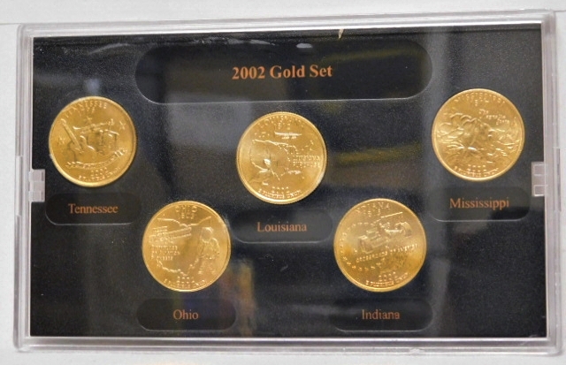 2002 Gold Layered 24 K Edition State Quarter Collection-Uncirculated In ...