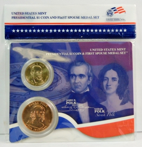 COIN LOT - 2009 US Mint James Polk Presidential $1 Coin & First Spouse ...