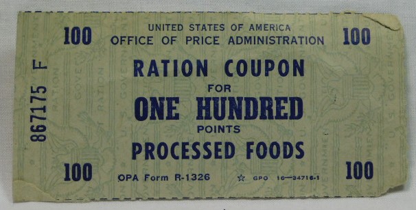 Vintage WWII Ration Coupon - One Hundred Points - Processed Foods ...