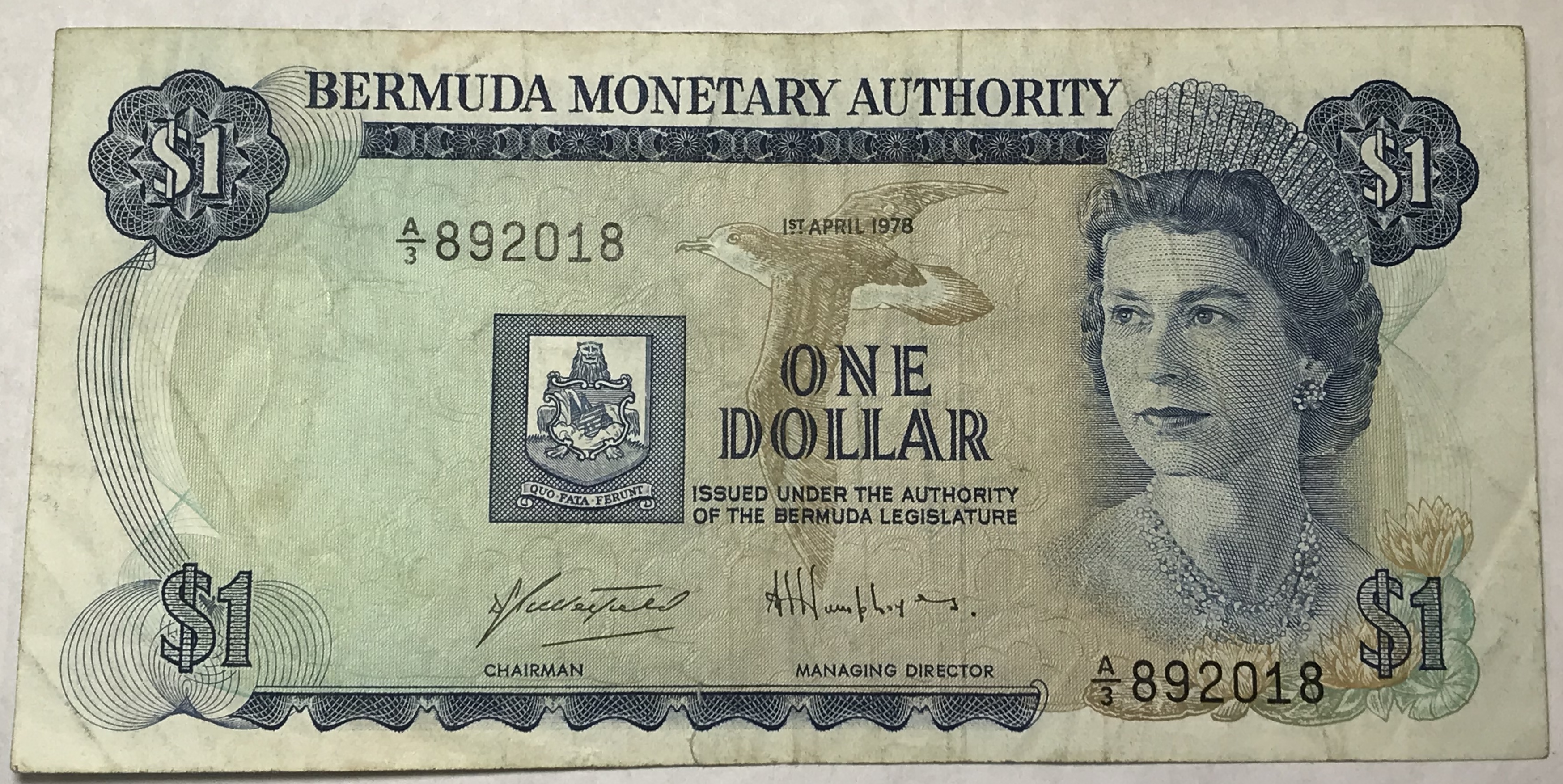 1978 Bermuda Monetary Authority $1 Bank Note | Property Room