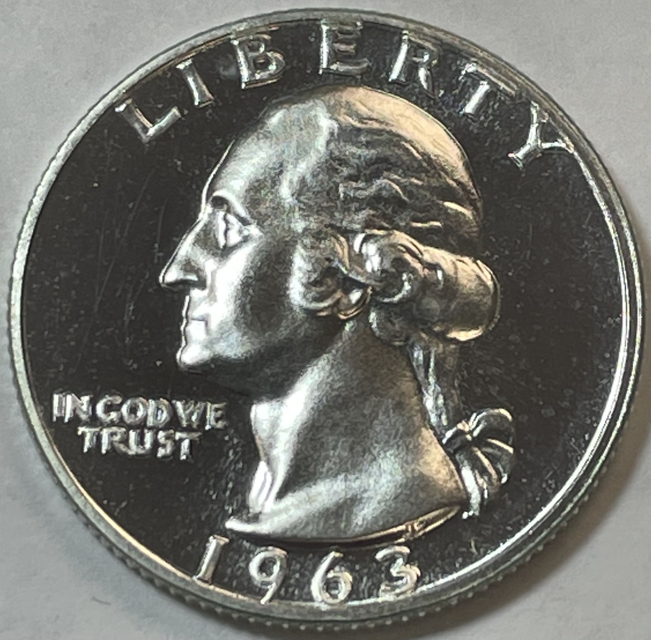 1963 PROOF Silver Washington Quarter w/Deep Mirrors | Property Room