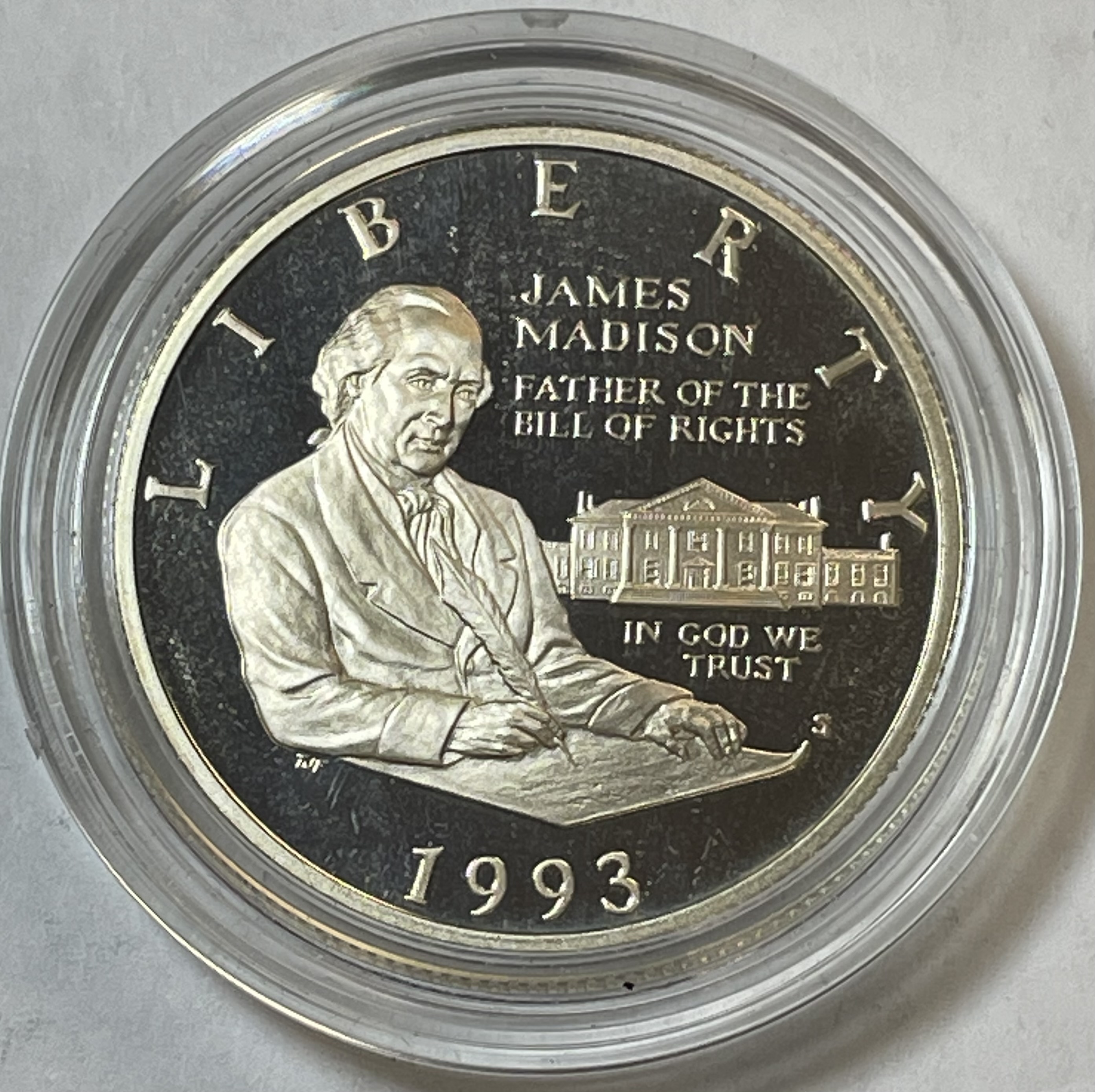 1993-S Madison Bill of Rights PROOF Commemorative SILVER Half Dollar w ...