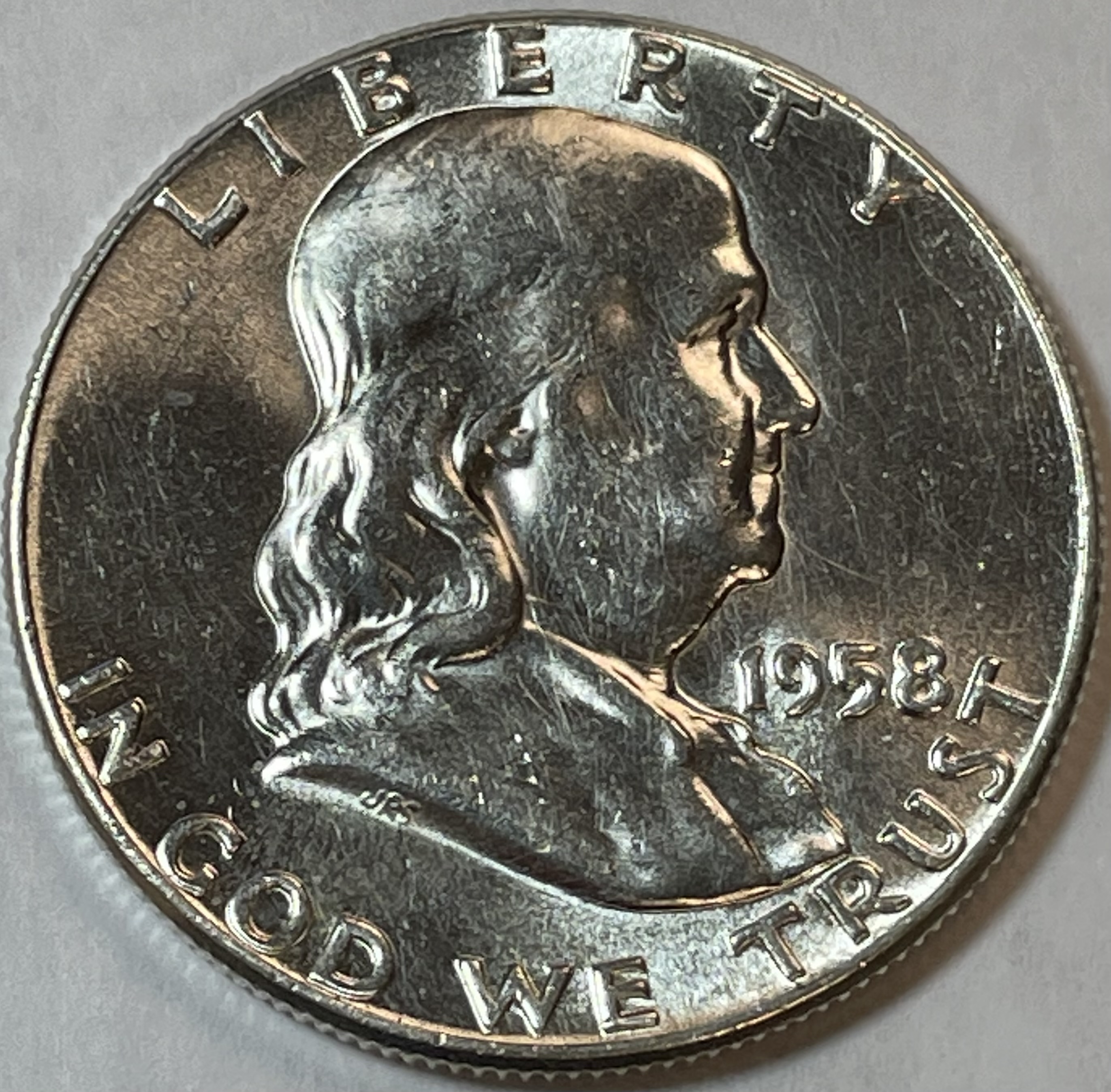 HIGH GRADE 1958 Franklin Silver Half Dollar w/Original Cartwheel Mint ...