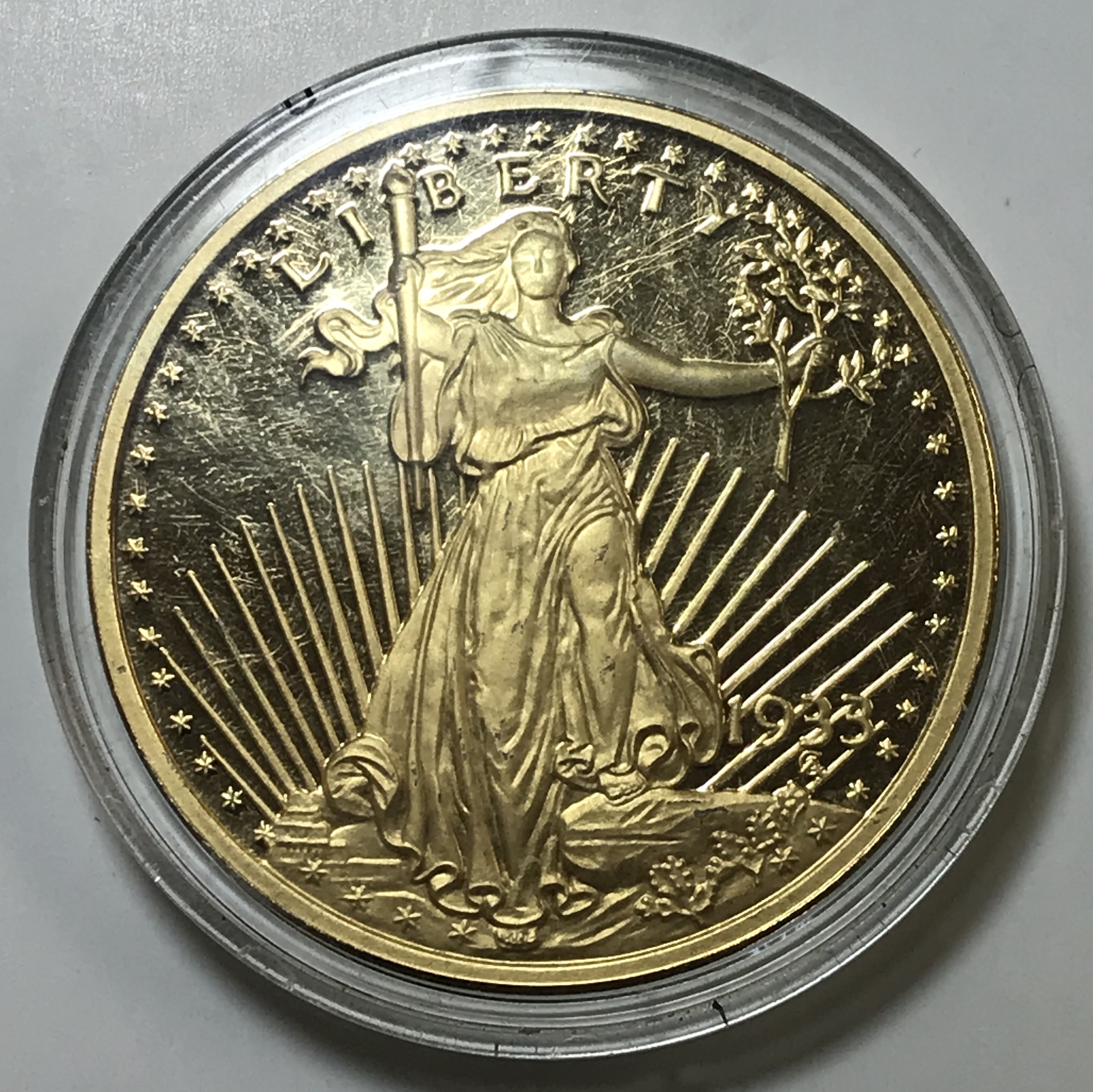 1933 20 St Gaudens Gold Replica Coin Property Room