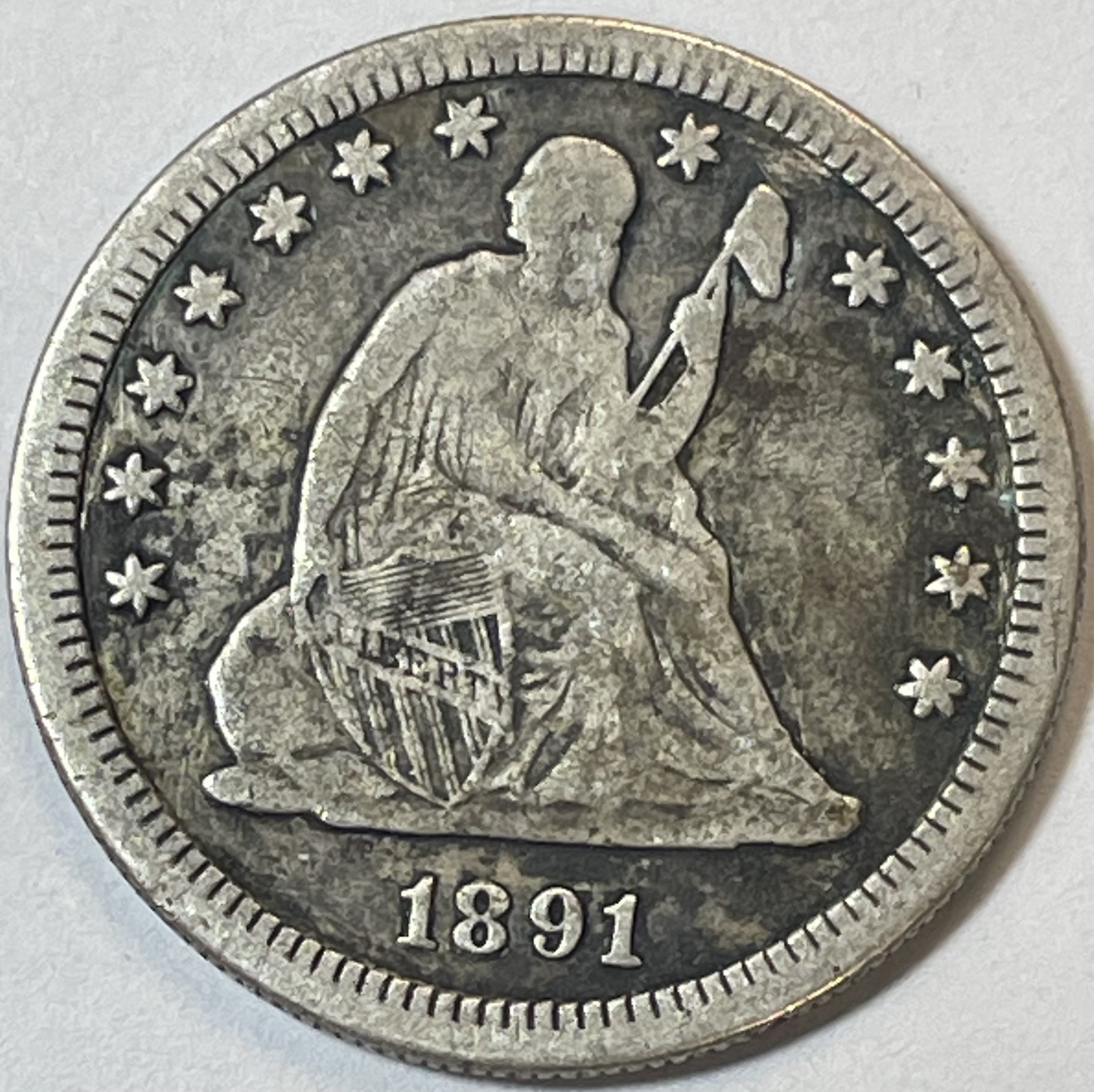 1891-S Seated Liberty Silver Quarter - San Francisco Minted | Property Room