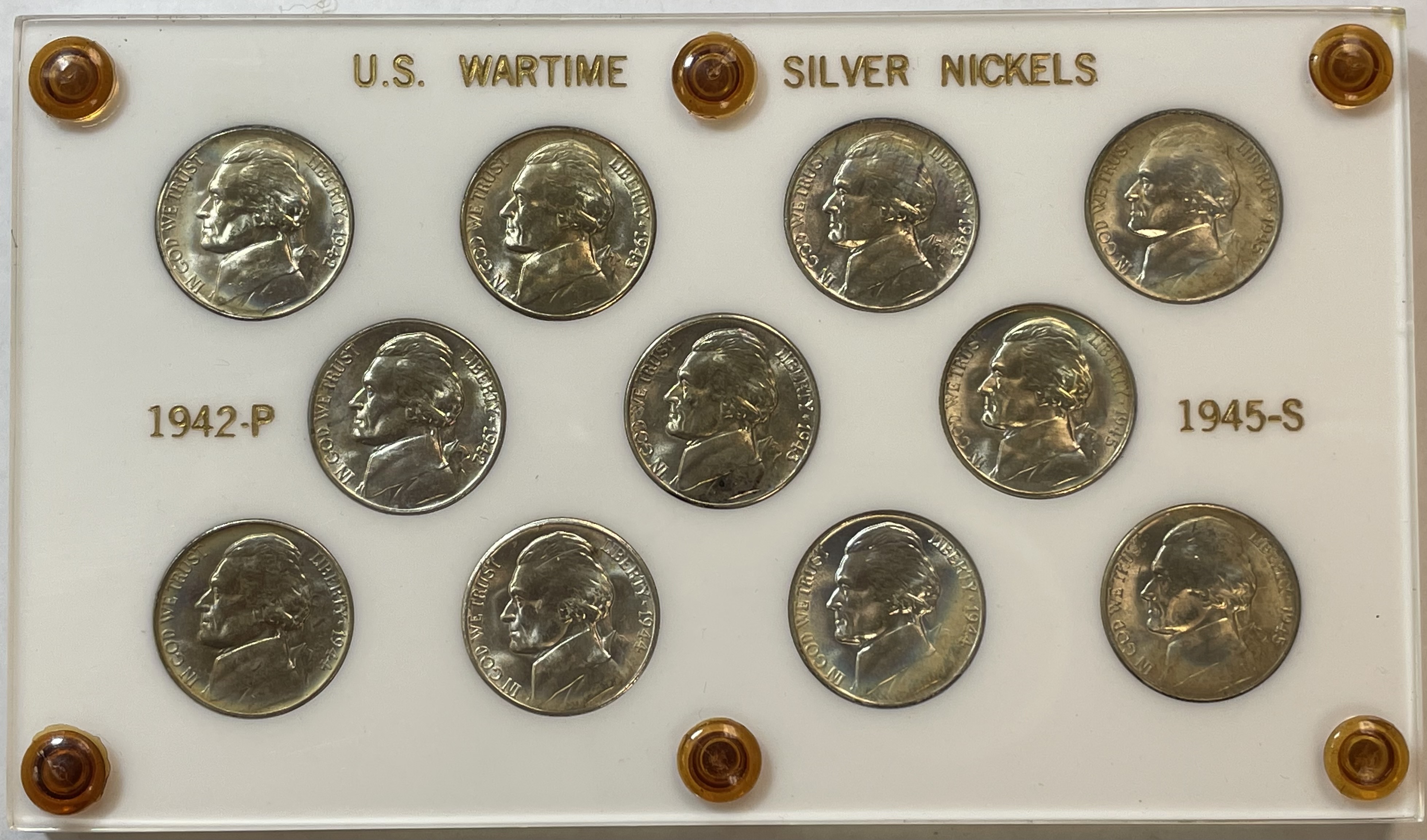 Complete Set of (11) Uncirculated U.S. Wartime Silver Nickel Set ...