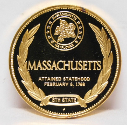 24K Gold on 1+ oz .925 Sterling Silver State of Massachusetts - The Bay ...