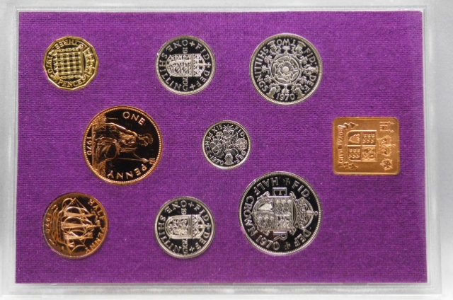 1970 Coinage of Great Britain and Northern Ireland - 8 Coin Set in Display Case | Property Room