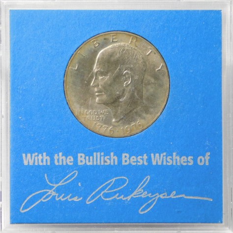 1976 Bicentennial Eisenhower Dollar/Signature of Luis Rukeyser ...