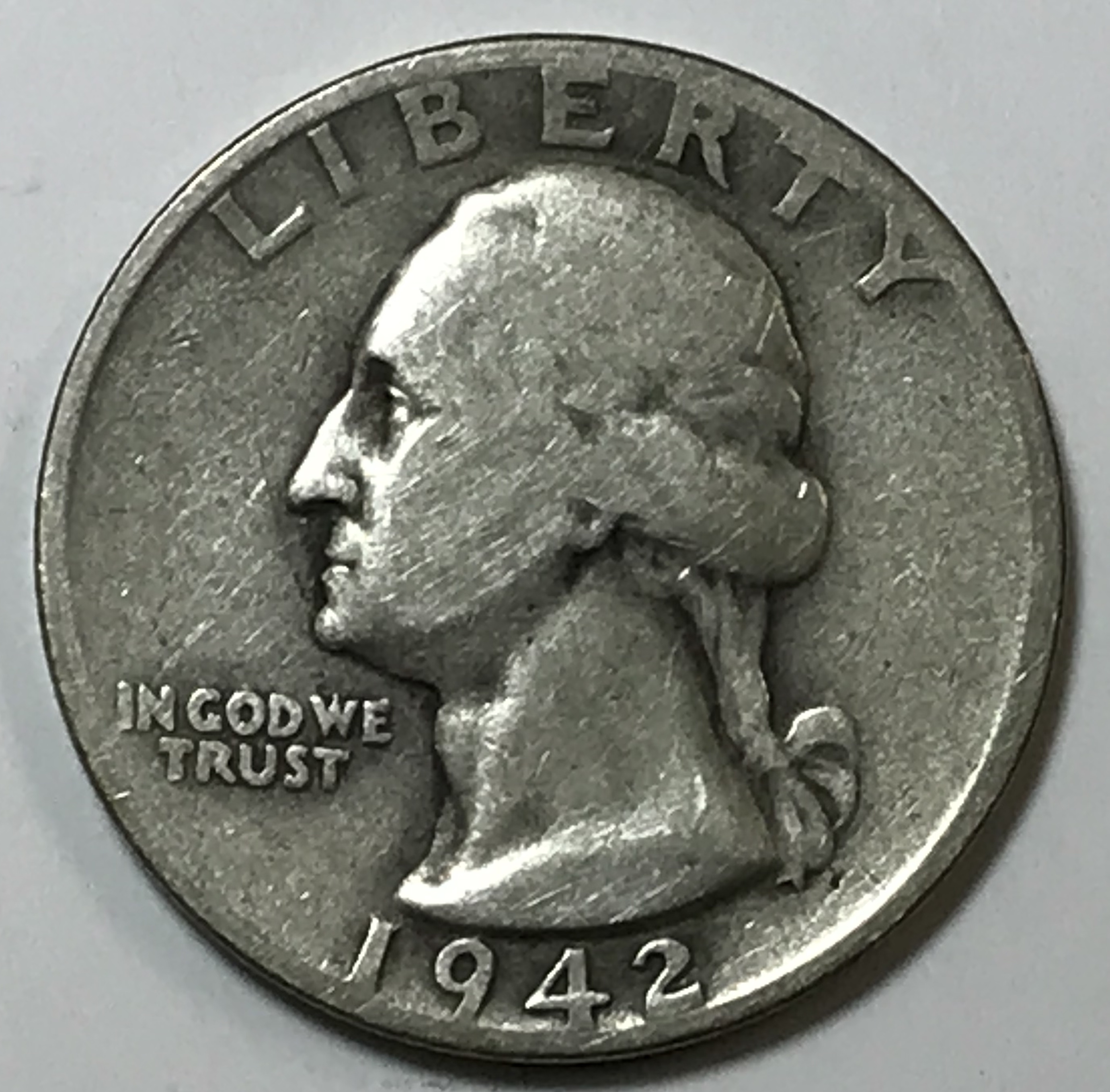 1942-S Silver Washington Quarter - San Francisco Minted World War II ...