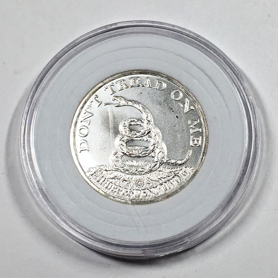 999 Fine 1/2oz Silver Don't Tread on Me Snake Tea Party | Property Room