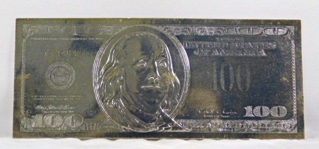 .999 Fine Silver $100 Benjamin Franklin Note - Not Legal Tender ...