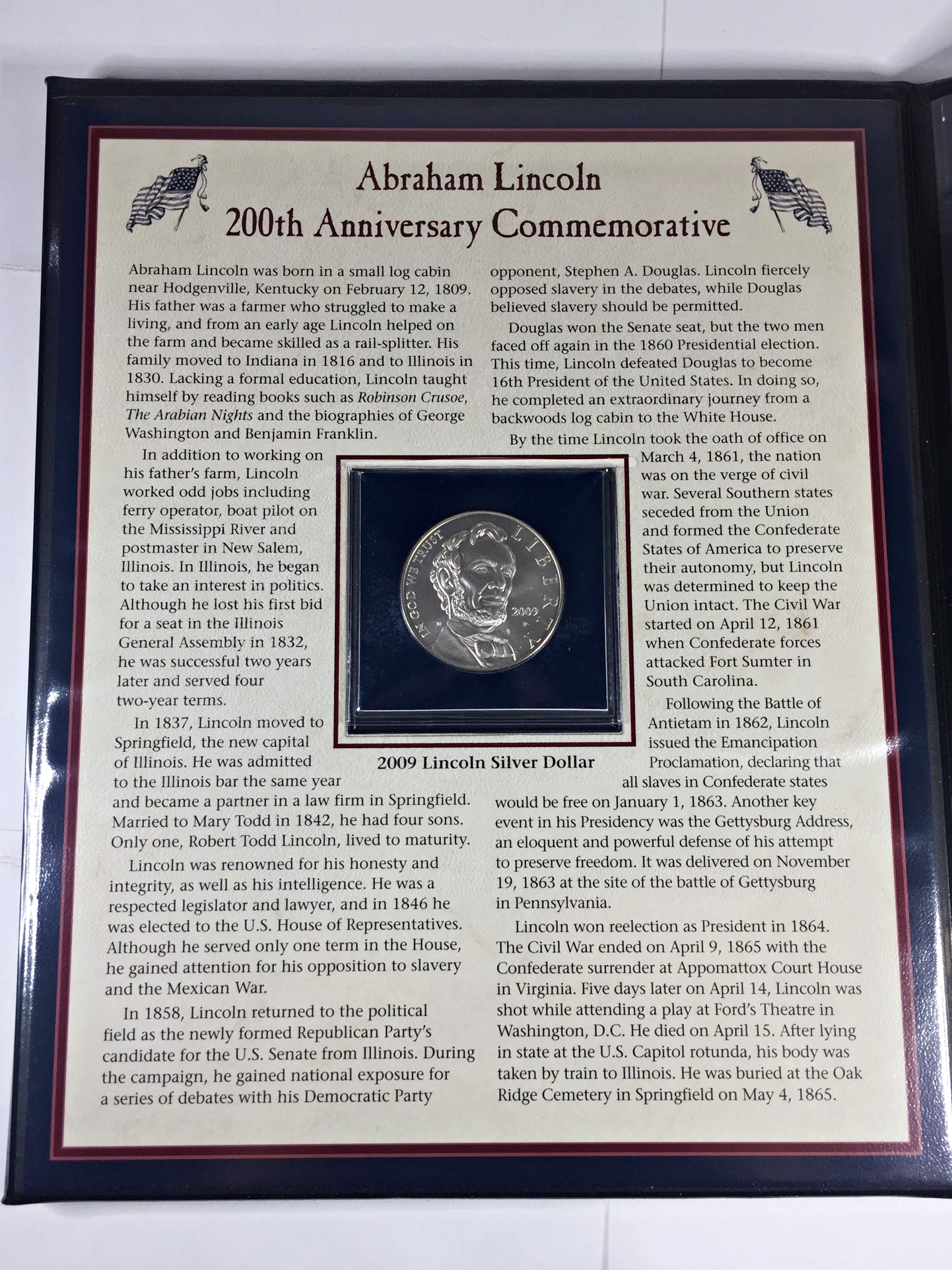 Abraham Lincoln 200th Anniversary Commemoratives*Tri-fold With Lincoln ...