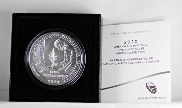America The Beautiful Five Ounce Silver Uncirculated Coin*Marsh ...